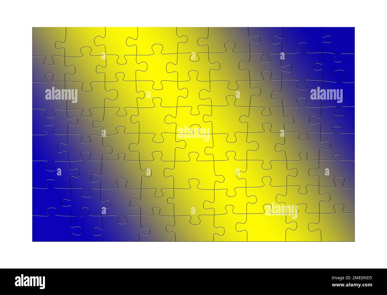 Fully assembled jigsaw puzzle in gradient yellow and blue Stock Photo ...