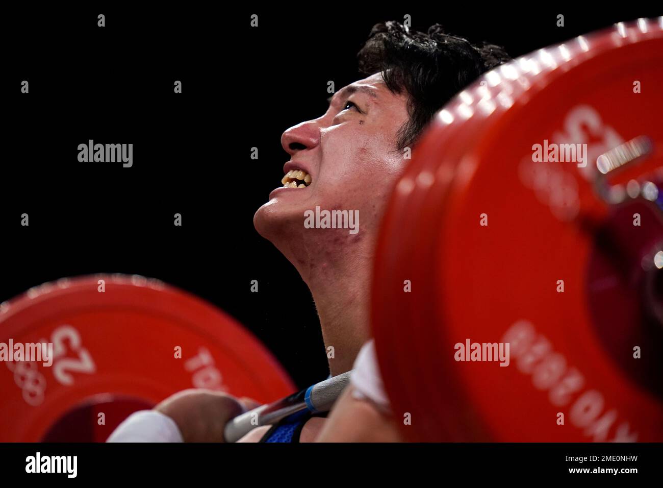 Jin Yun-seong of South Korea competes in the men's 109kg weightlifting ...