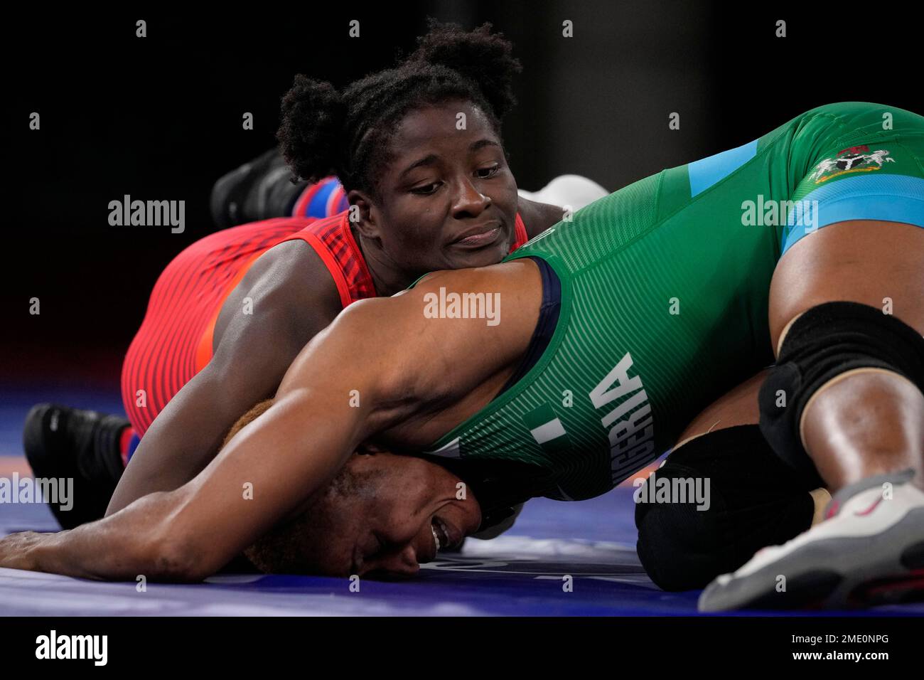 United States Tamyra Marianna Stock Mensah, left, and compete Nigeria's ...