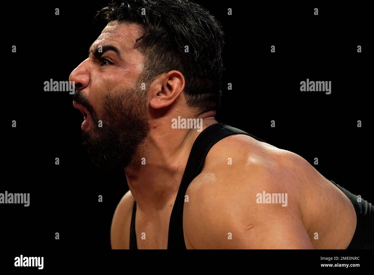 Ali Hashemi of Iran competes in the men's 109kg weightlifting event at ...
