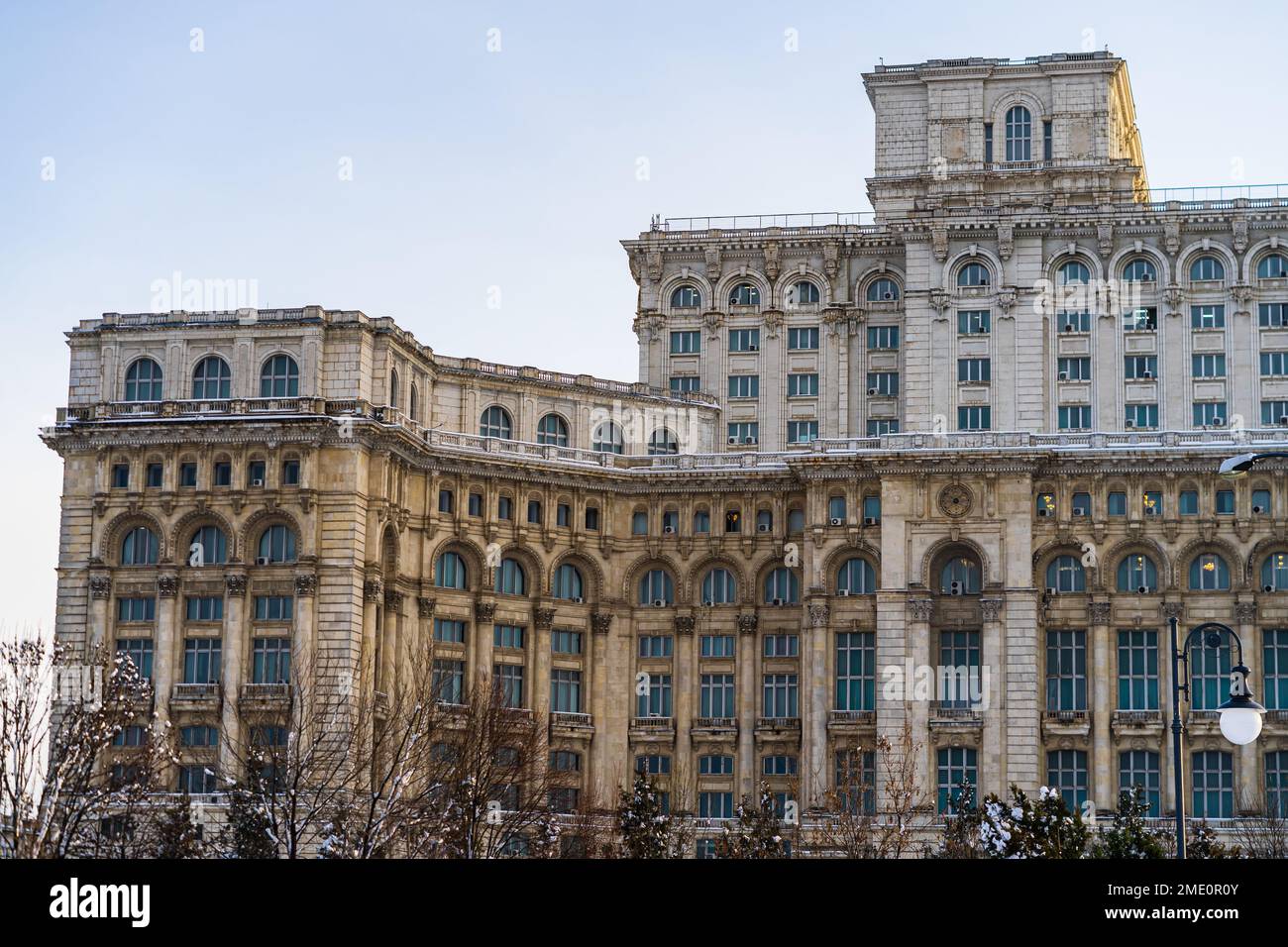 Palace of the Parliament, Bucharest, Romania - winter scene Stock Photo ...