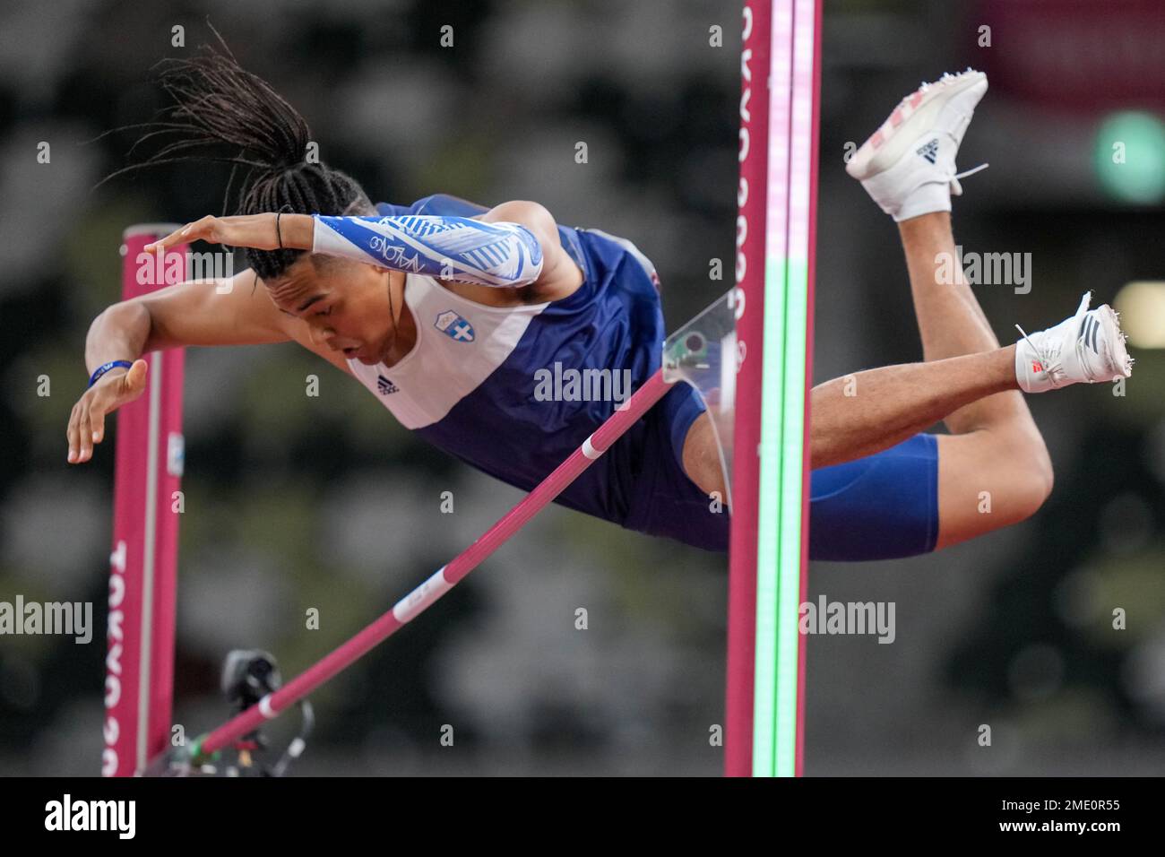 Emmanouil Karalis, of Greece, competes in the men's pole vault final at ...