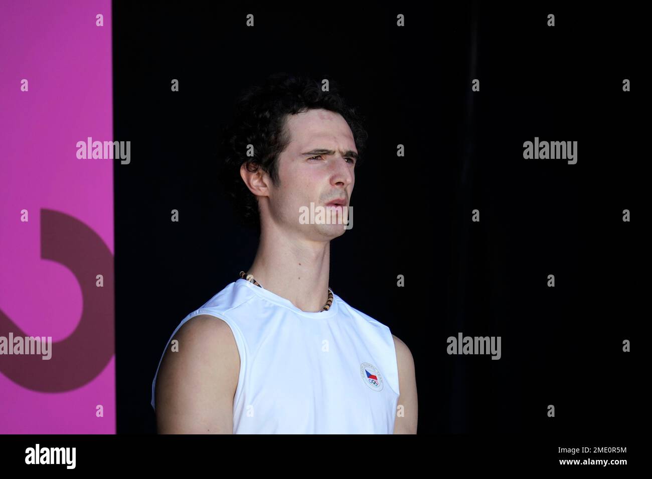 Adam Ondra, of the Czech Republic, steps on stage to participate in the ...