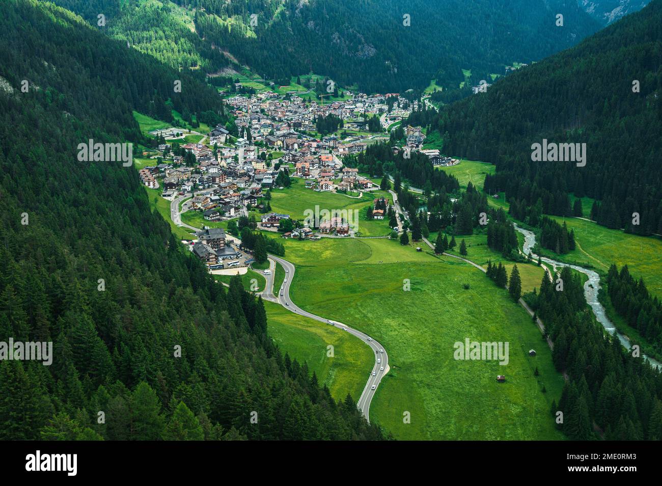 alpine landscape inside Col Rodella during a summer season, Campitello ...