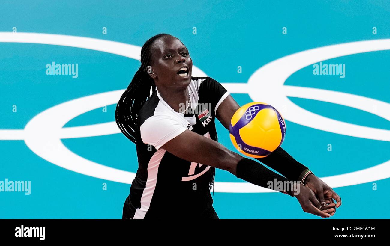 Kenya's Mercy Moim during the women's volleyball preliminary round pool ...