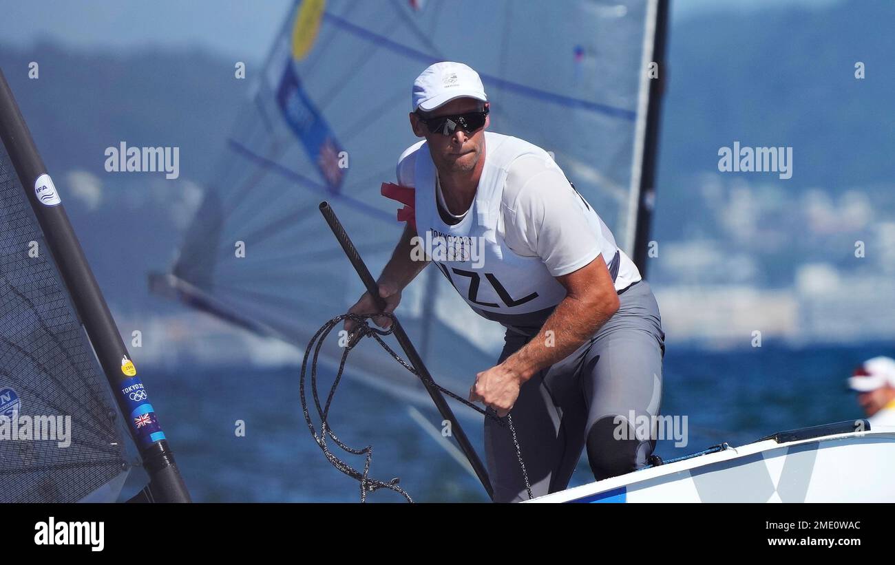 New Zealand's Josh Junior competes in the men's Finn medal race at the ...