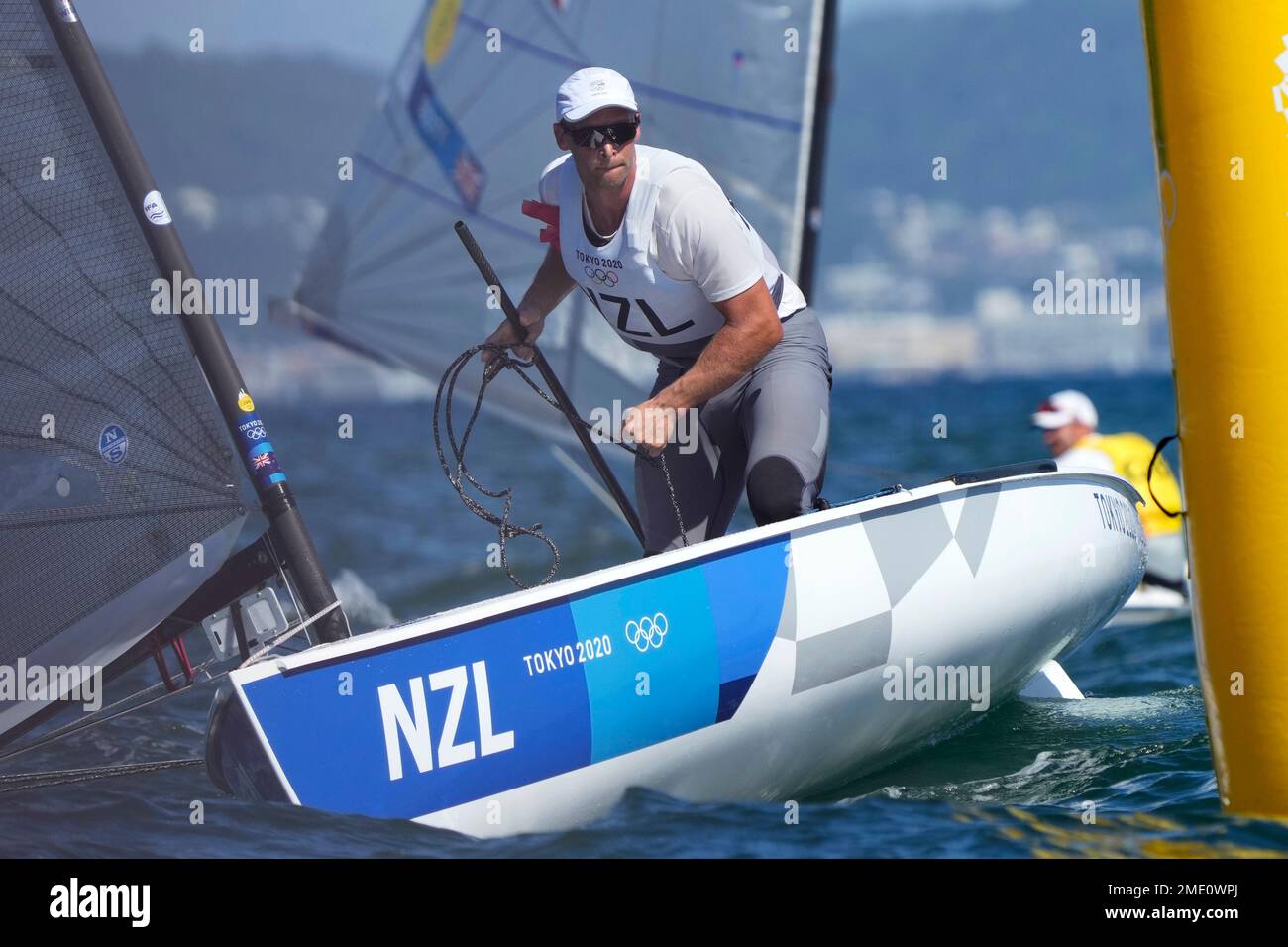 New Zealand's Josh Junior competes in the men's Finn medal race at the ...