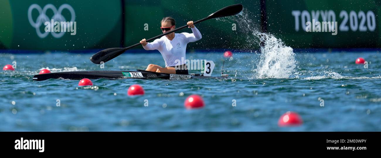 Lisa Carrington of New Zealand competes in the women's kayak single ...