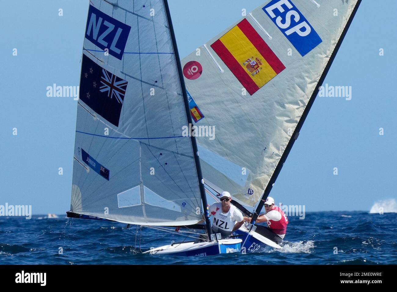 New Zealand's Josh Junior and Spain's Joan Cardona compete in the men's ...