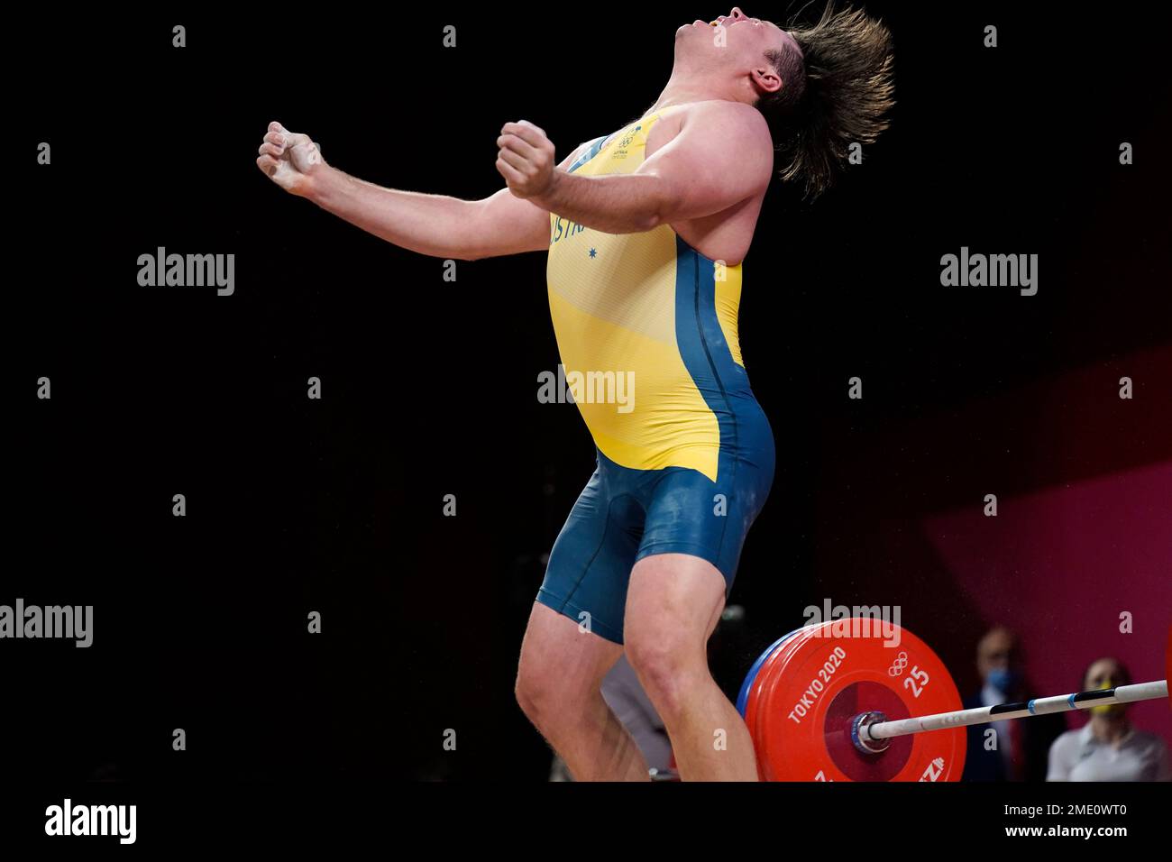 Matthew Ryan Lydement of Australia drops the bar in the men's 109kg ...