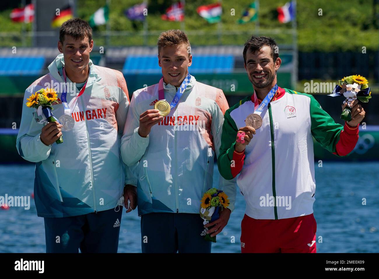 From left, Adam Varga, of Hungary, Balint Kopasz, of Hungary, and ...