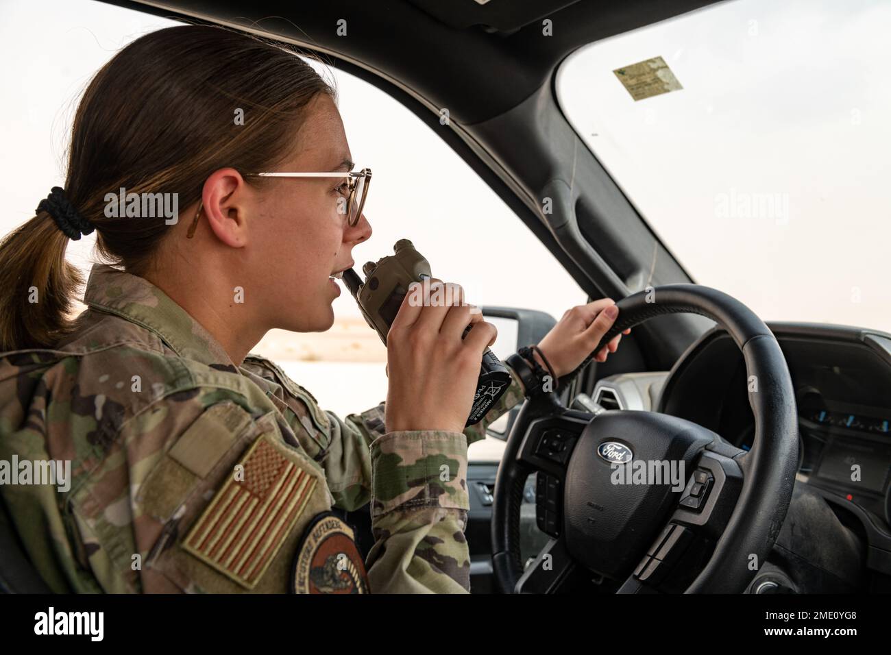 U.S. Air Force Airman 1st Class Genavieve Rohling, an airfield ...