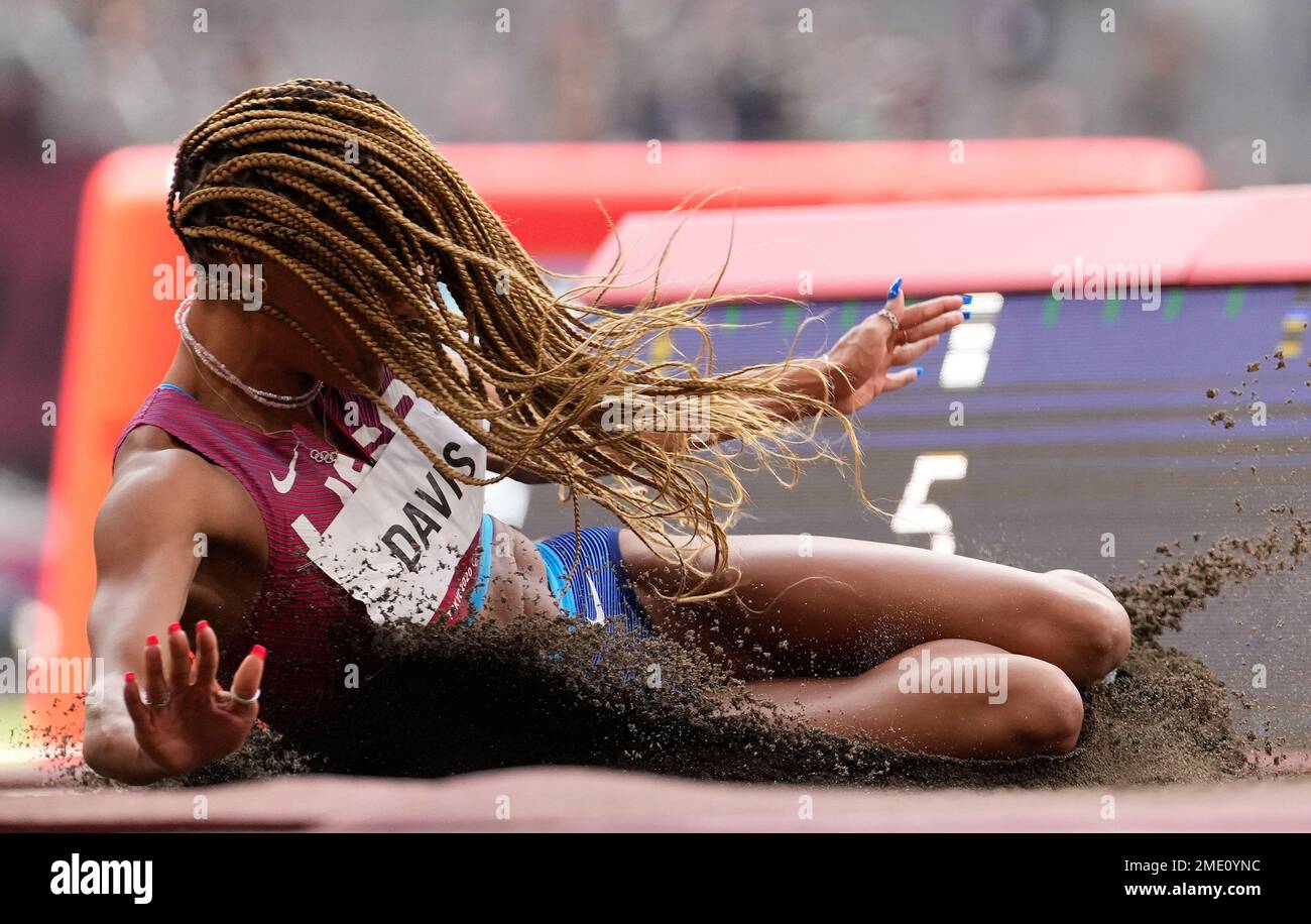 Tara Davis, of United States competes in the women's long jump final at ...