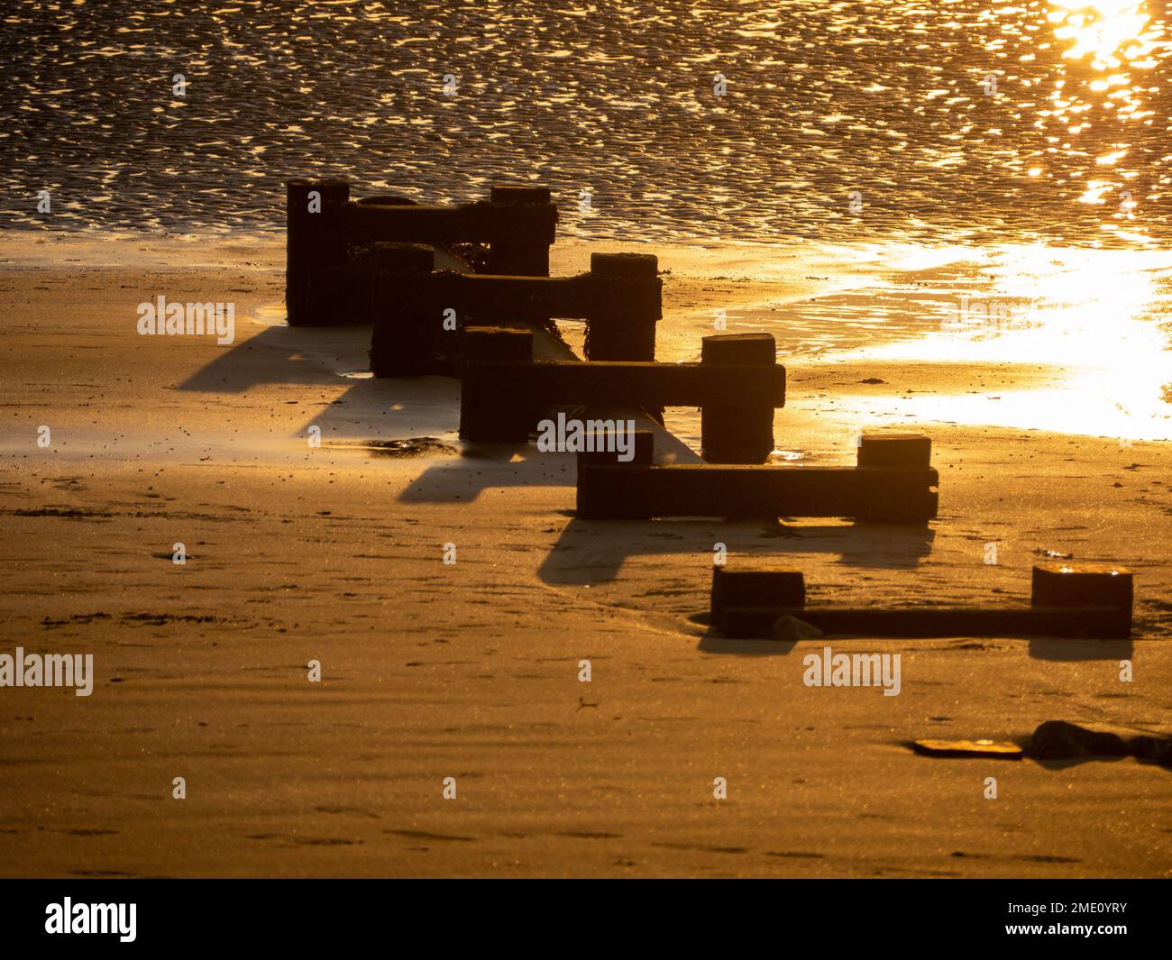 Groynes on Llandudno Beach in North Wales Stock Photo - Alamy