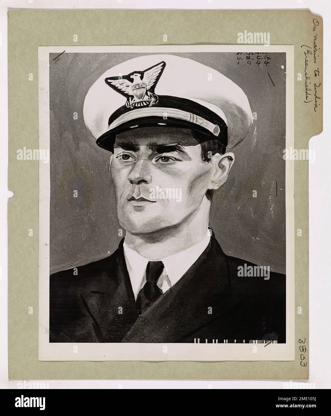 A portrait of Coast Guard Lieutenant Stanley H. Greenshield, painted by ...