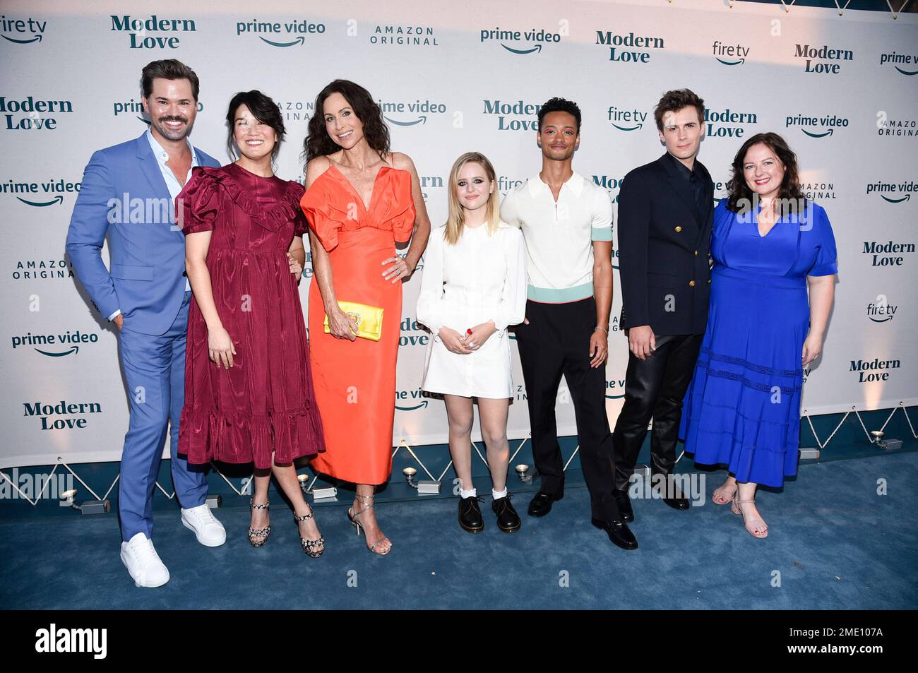 Writer-director Andrew Rannells, left, poses with actors Zoe Chao ...