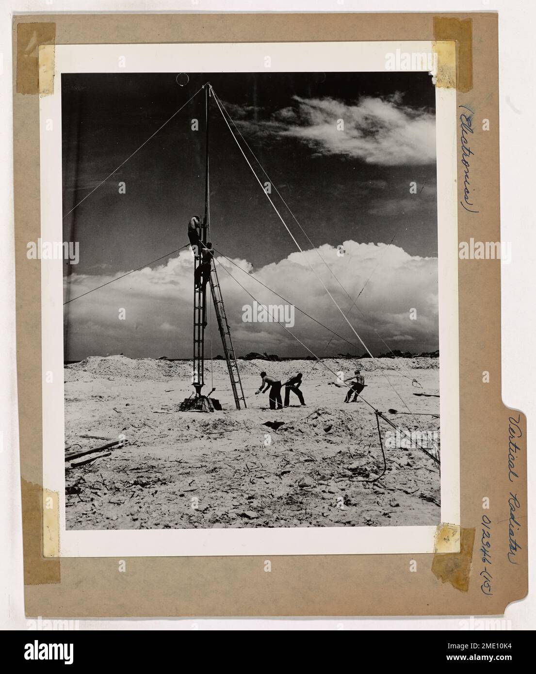 The installation of a Vertical Radiator, a main antenna made of steel ...