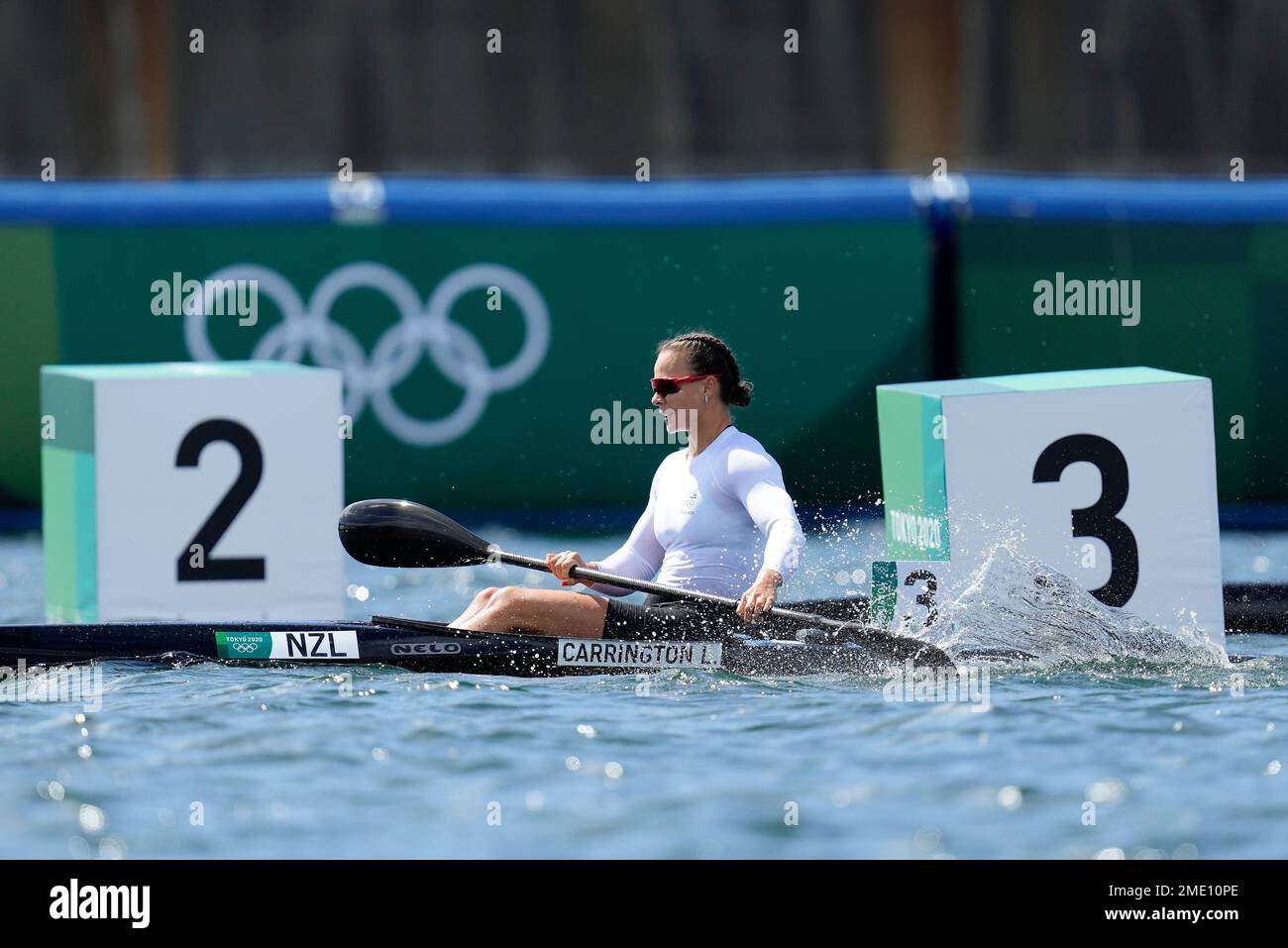 Lisa Carrington of New Zealand competes in the women's kayak single ...