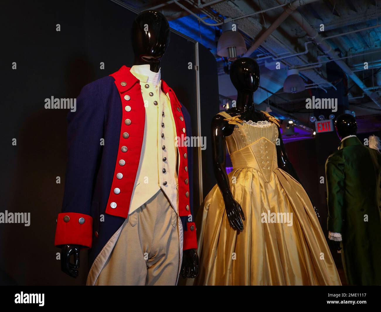 Costumes from the Broadway musical "Hamilton" are displayed at the ...