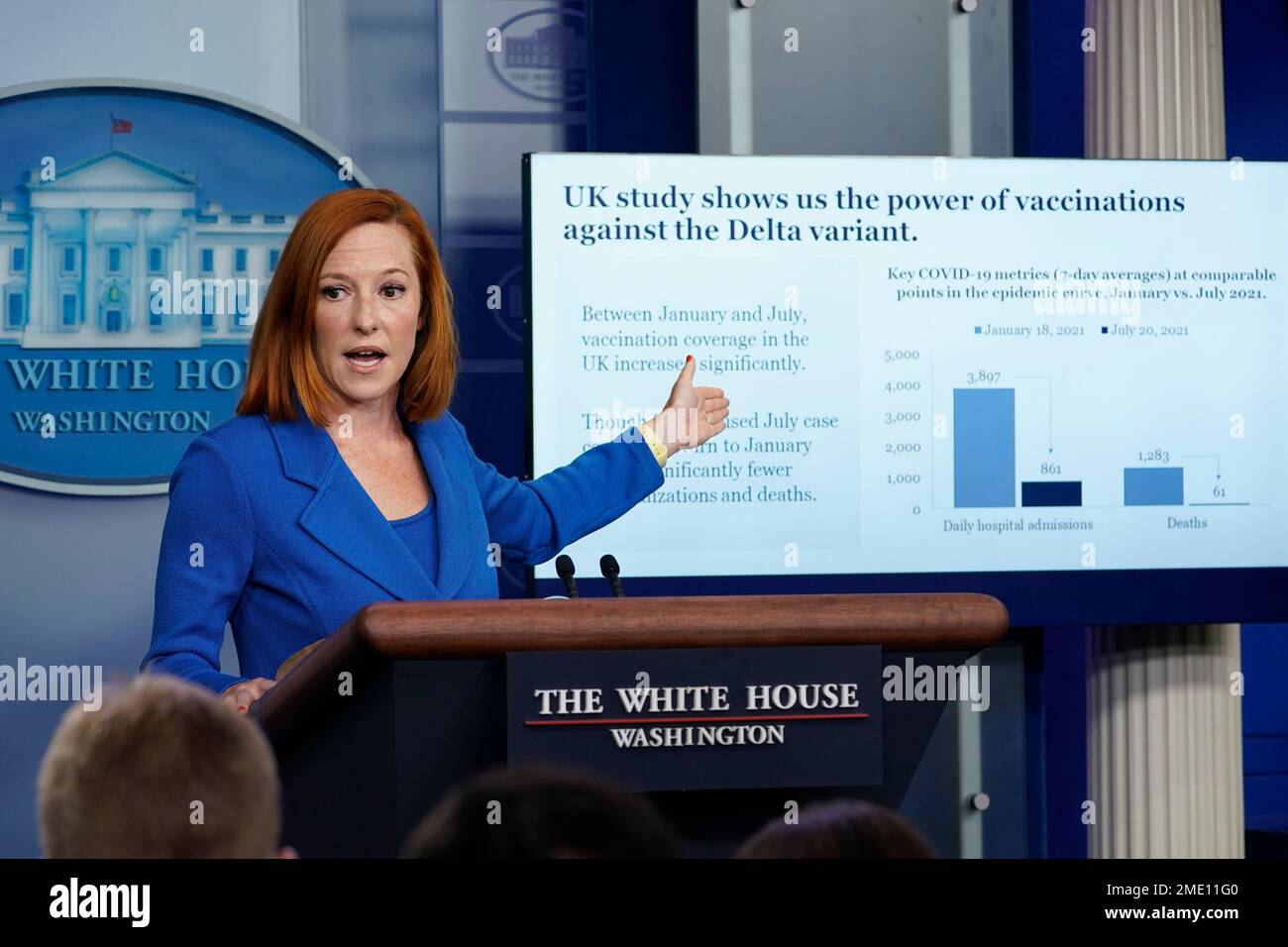 White House press secretary Jen Psaki speaks during the daily briefing ...