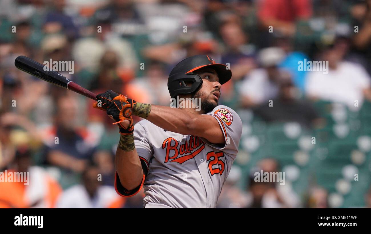 Baltimore Orioles' Anthony Santander plays during a baseball game ...