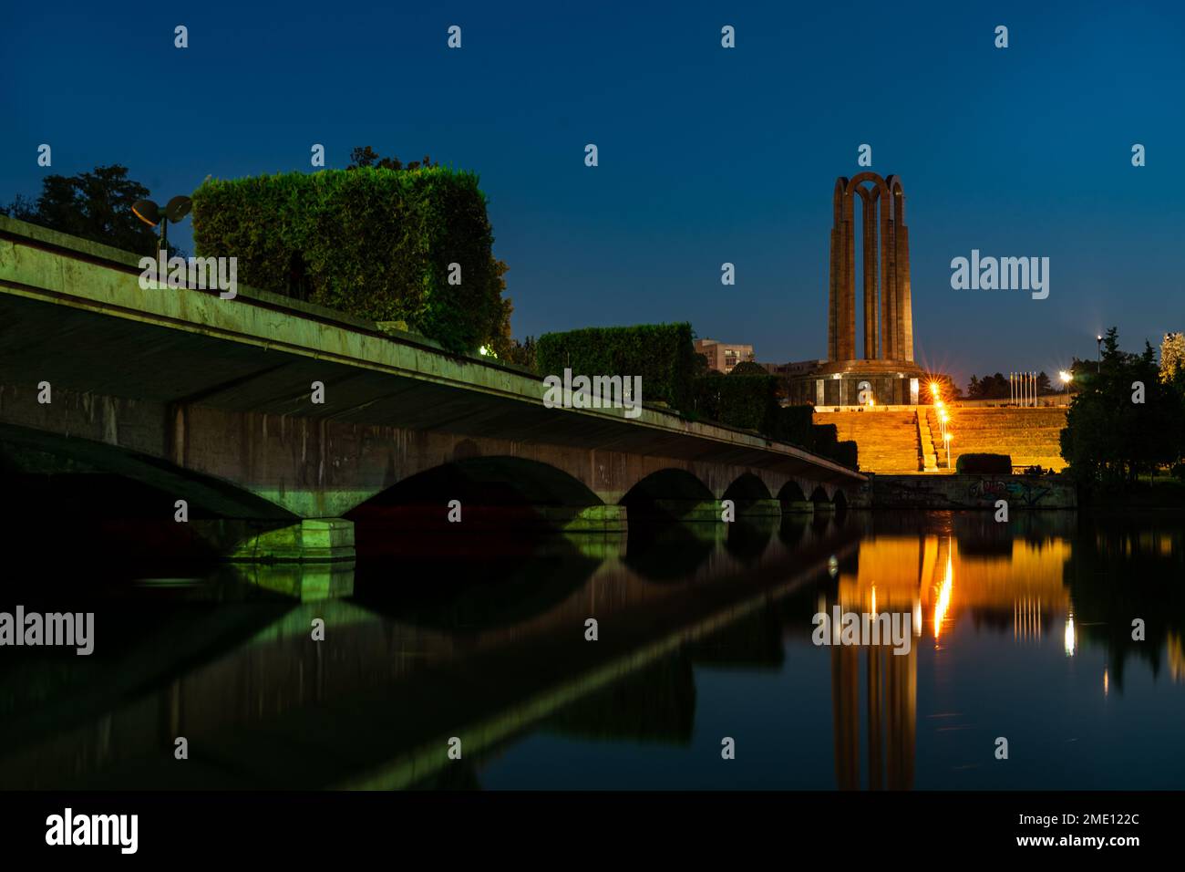 National Heroes Memorial at night in Carol Park - Bucharest, Romania ...