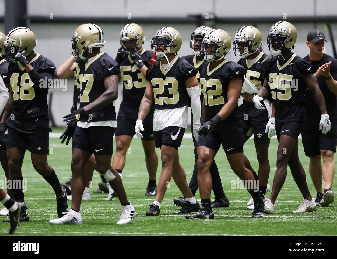 New Orleans Saints cornerback Marshon Lattimore (23) walks with ...