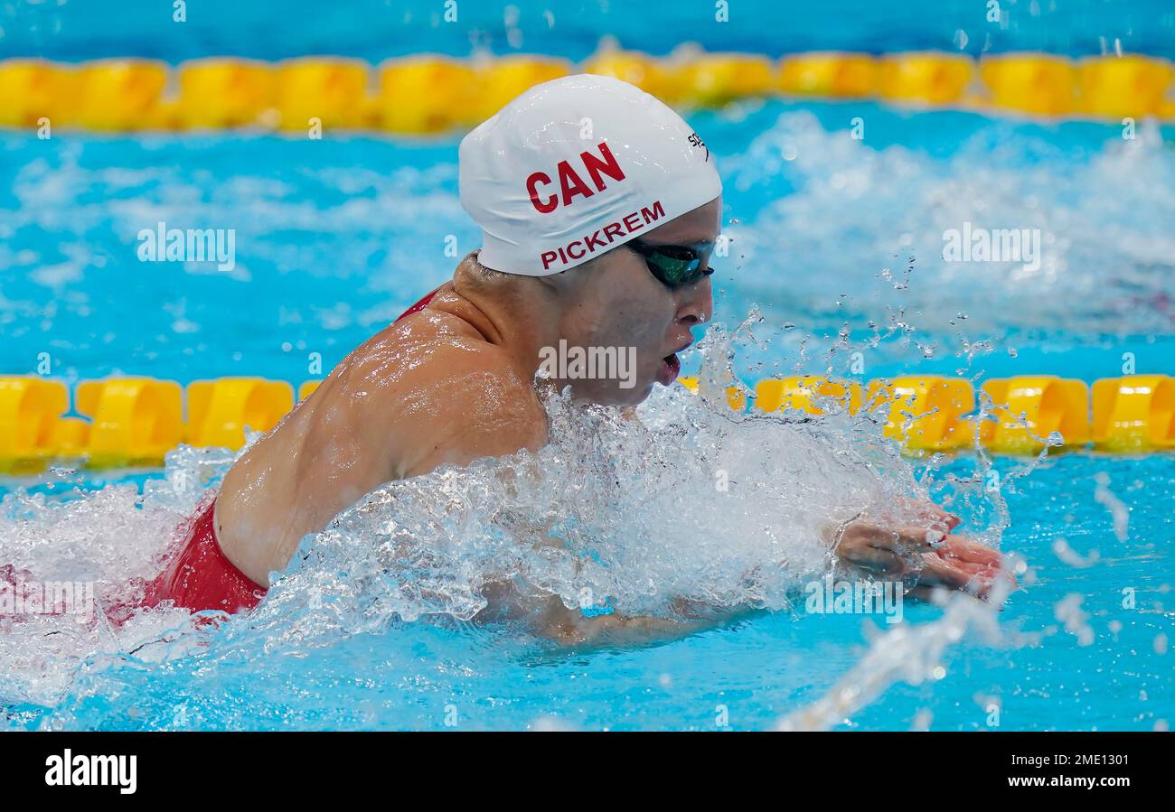 Canada's Sydney Pickrem swims to a bronze medal in the women's 4 x 100m ...