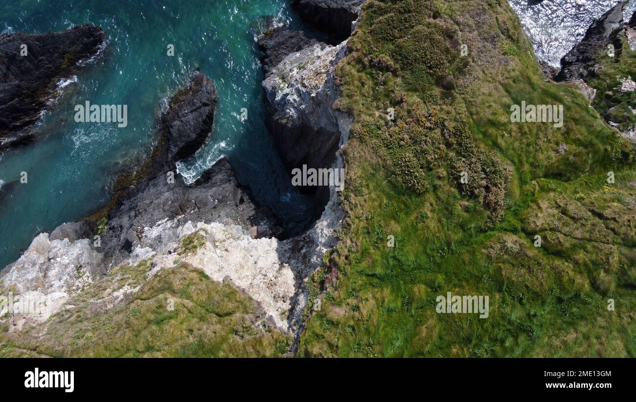 Seashore, view perpendicular from above. Beautiful sea rocks. The edge ...