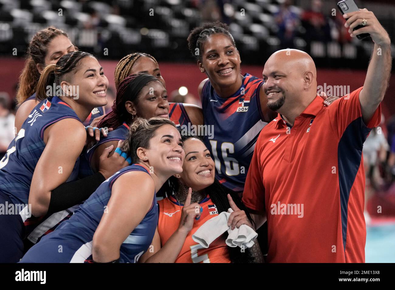 Team Dominican Republic pose for a group selfie at the end of their ...