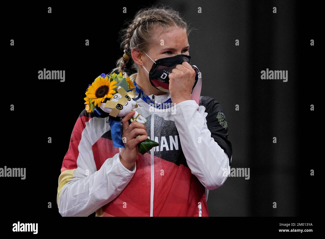 Gold medalist, Germany's Aline Rotter Focken celebrates during the ...