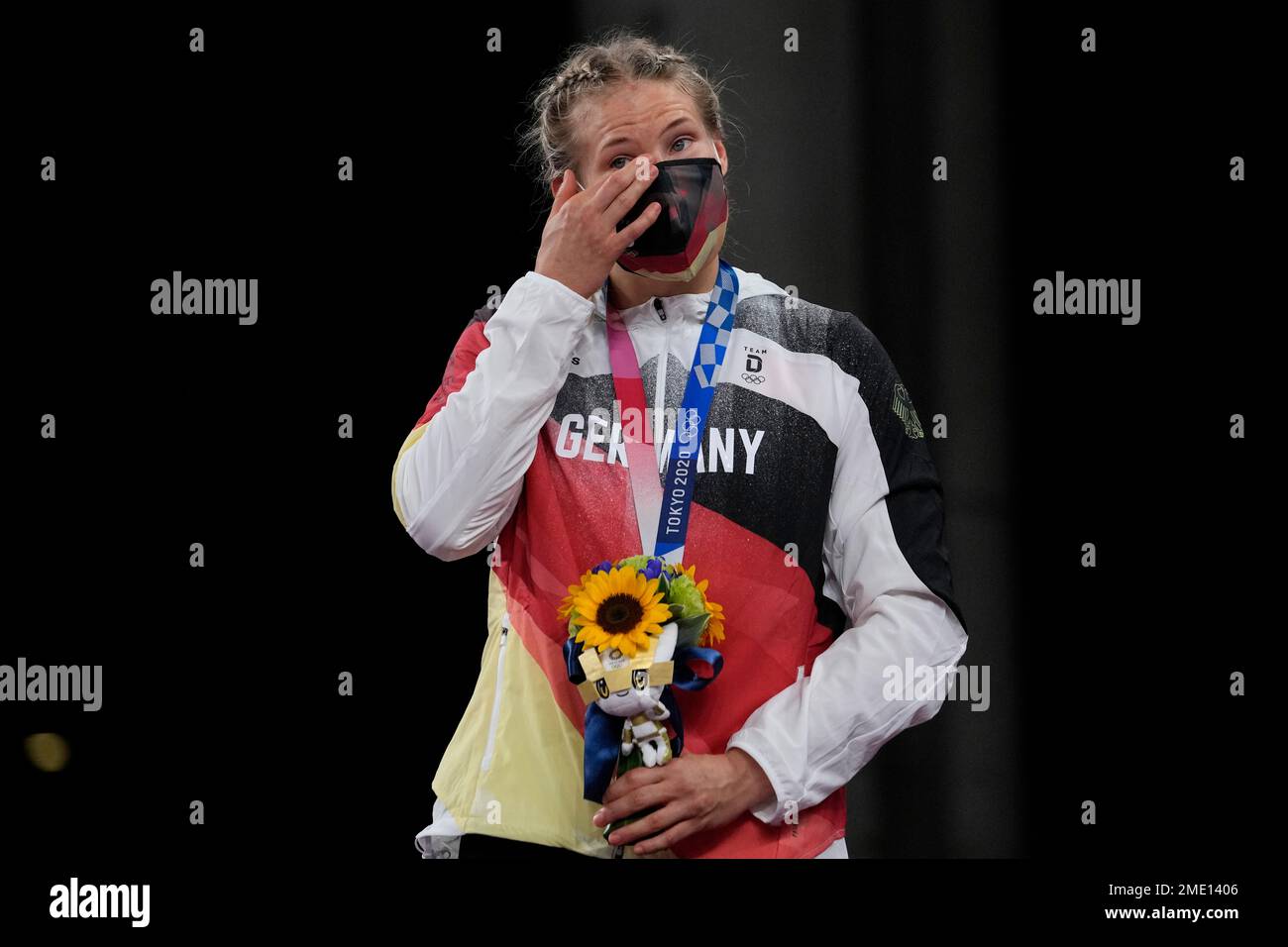 Gold medalist, Germany's Aline Rotter Focken celebrates during the ...