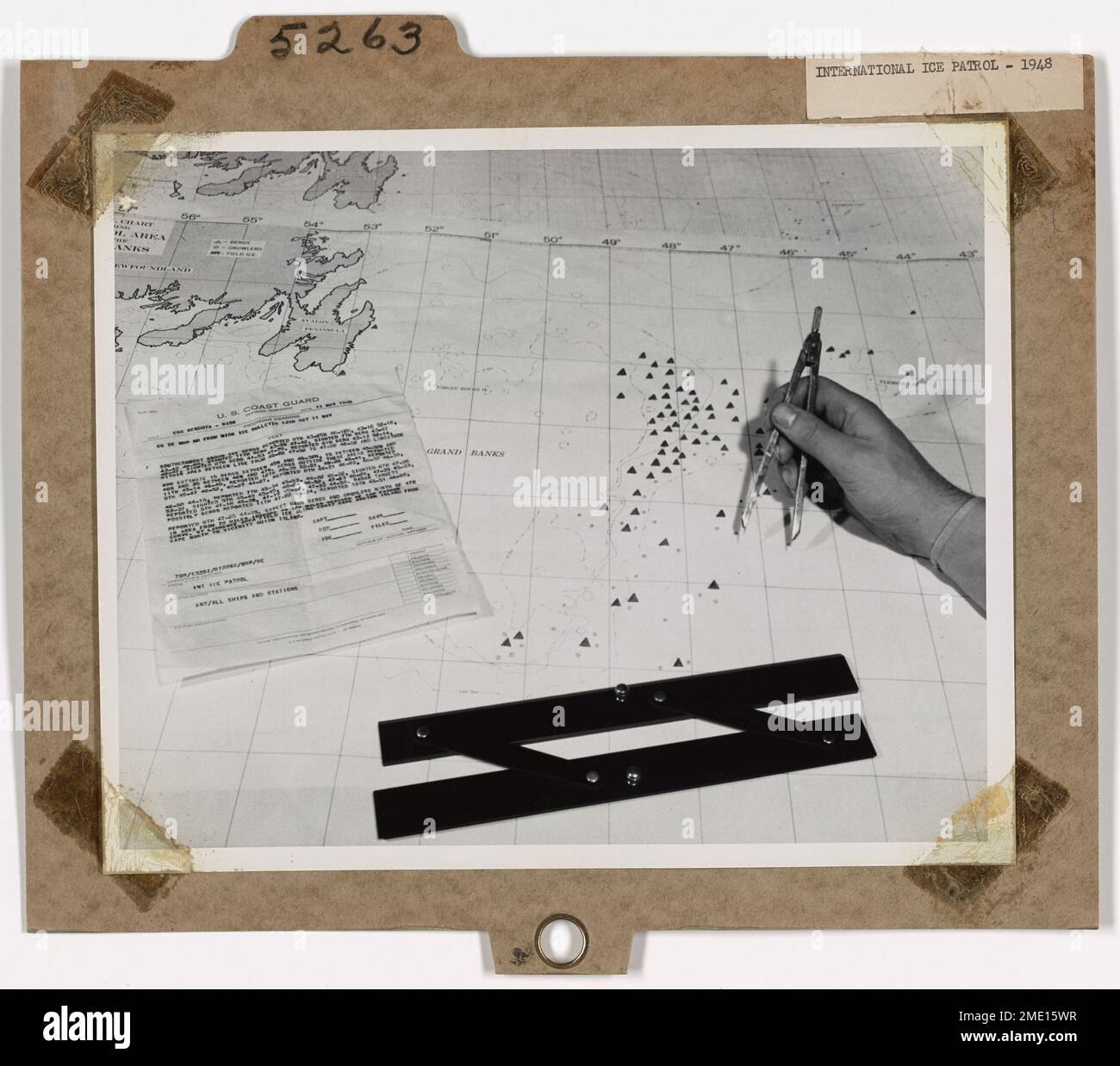 A chart depicting the position and drift of icebergs monitored by the ...