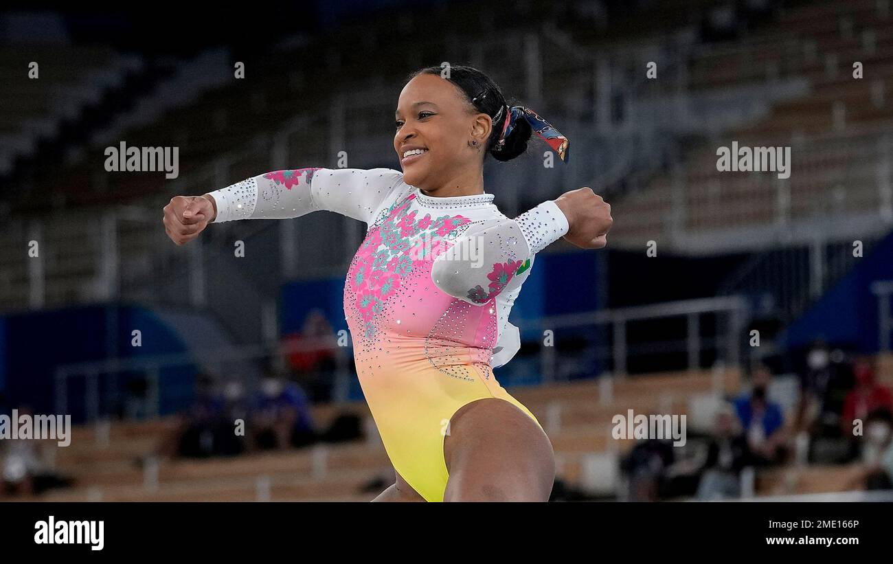Rebeca Andrade, of Brazil, performs on the floor during the artistic ...