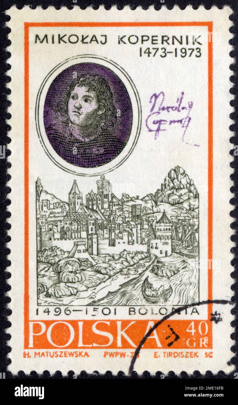 TIMBRE OBLITÉRÉ POLSKA. MIKOLAJ KOPERNIK. 1496-1501. BOLONIA. 40 GR Stock Photo - Alamy