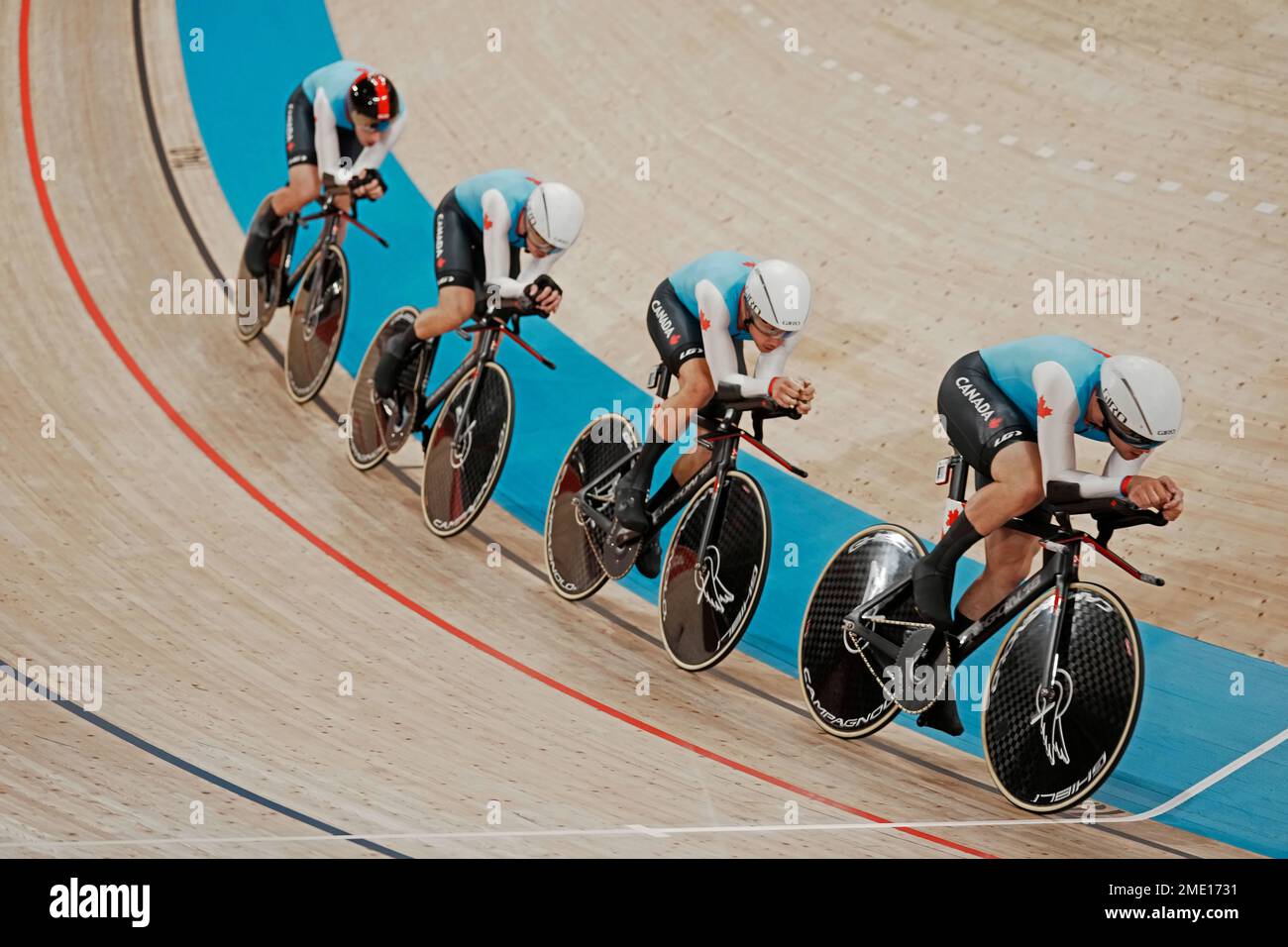Team Canada competes during the track cycling men's team pursuit at the ...