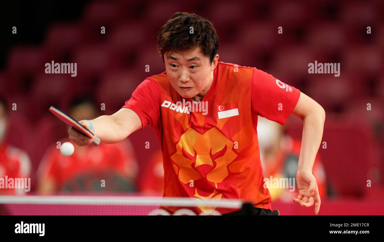 Singapore's Feng Tianwei competes during the table tennis women's team ...