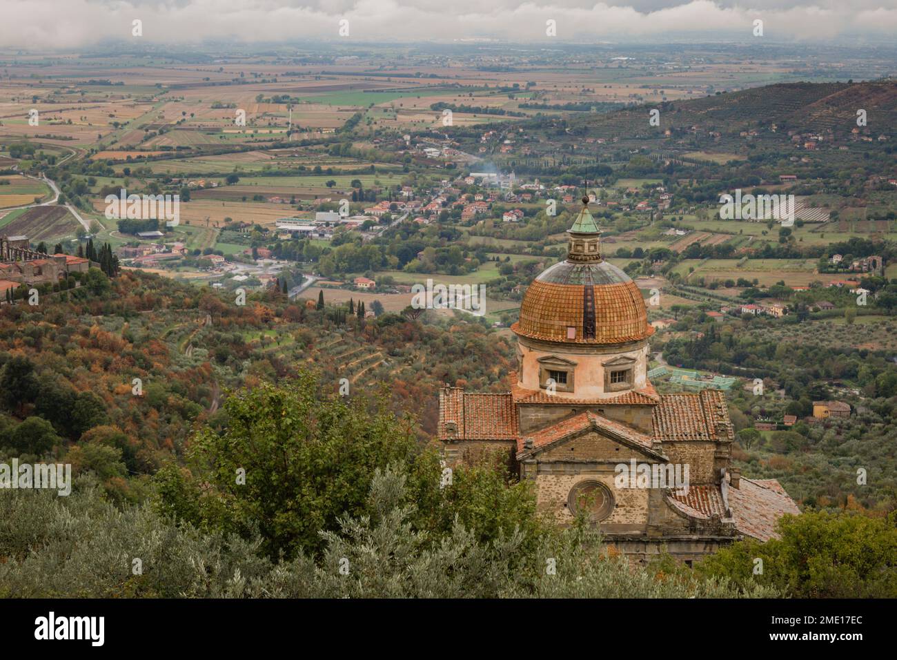 View of the Roman Catholic church of Santa Maria Nuova and the Tuscan ...