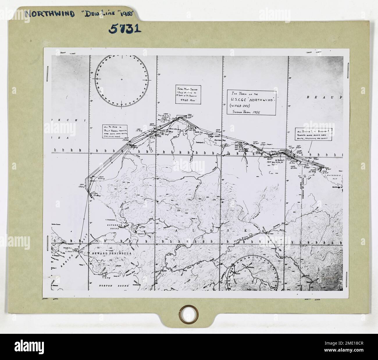 Northwind "Dew Line" 1955. Track of the U.S. Coast Guard icebreaker ...