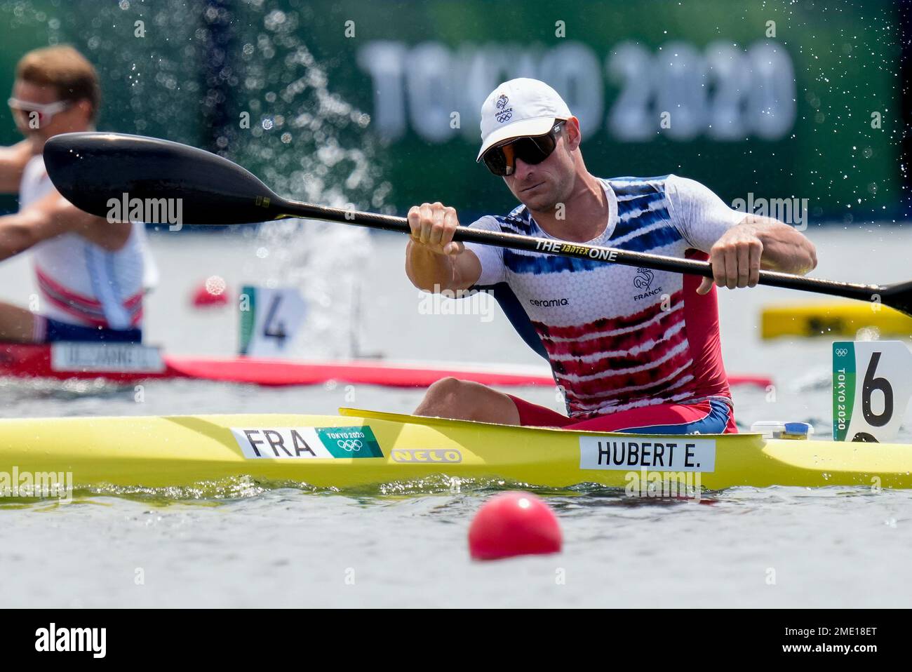 Etienne Hubert, of France, competes in the men's kayak single ...
