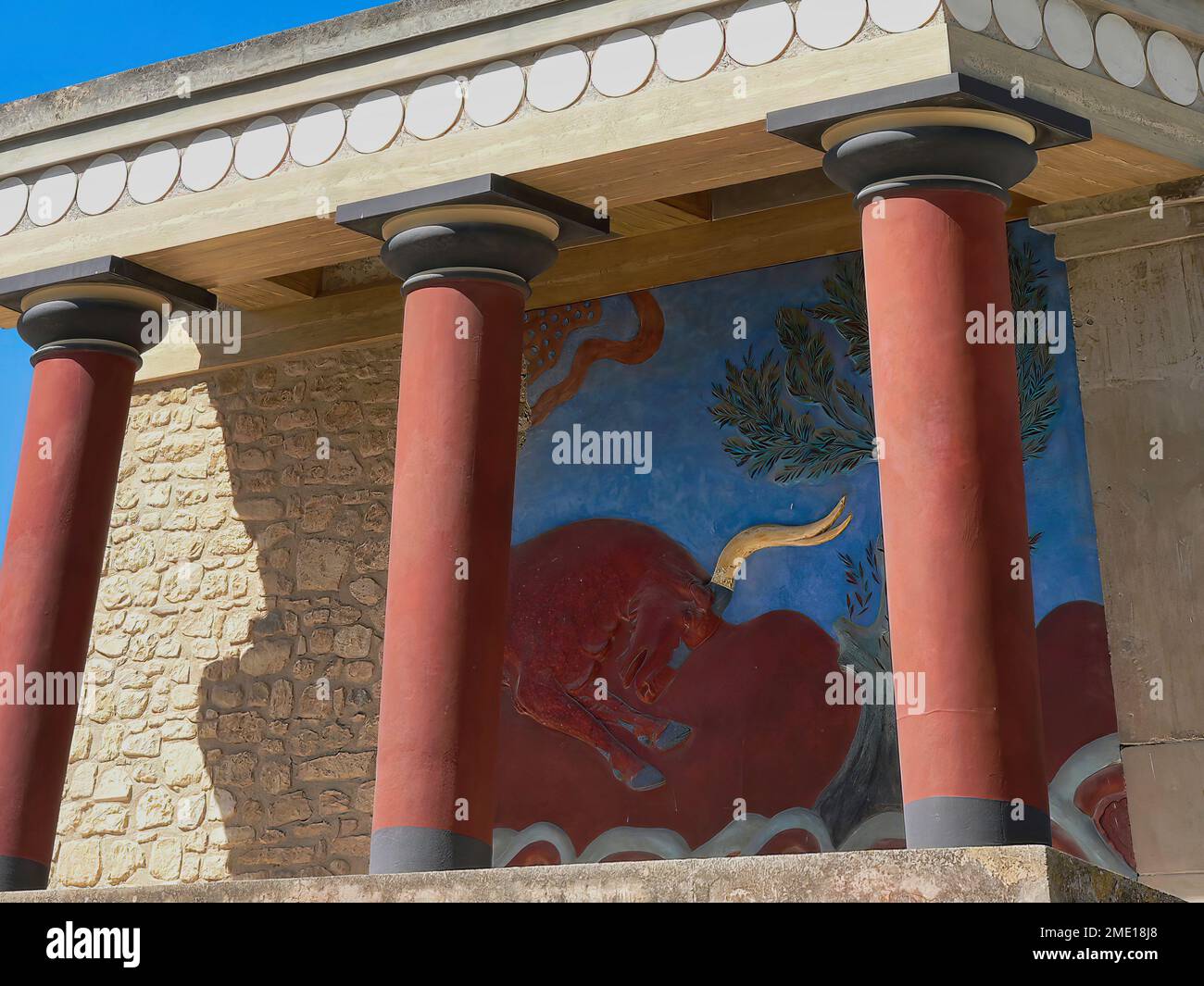 Knossos palace, Crete island, Greece. Detail of ancient ruins of famous ...