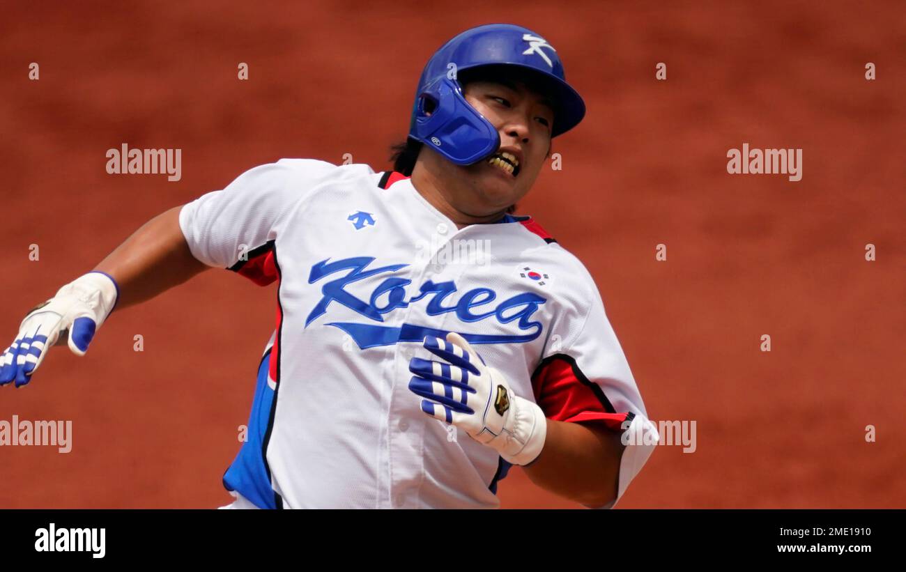 South Korea's Baekho Kang plays during a baseball game against Israel ...