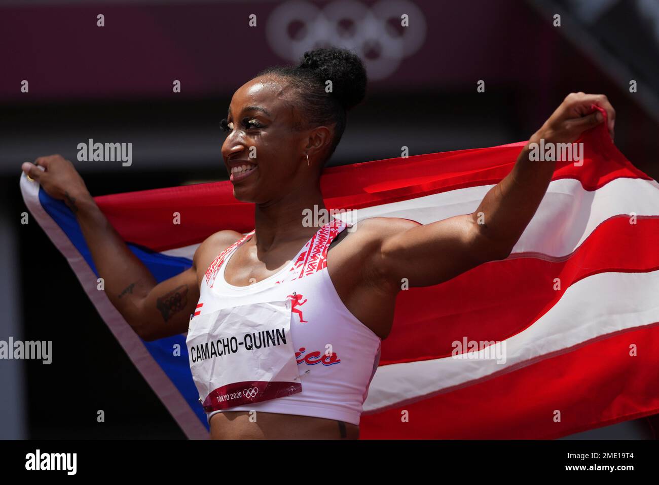 Jasmine Camacho-Quinn, of Puerto Rico, wins the wins a women's 100 ...