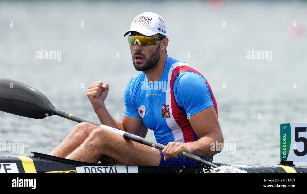 Josef Dostal of the Czech Republic reacts after competing in the men's ...
