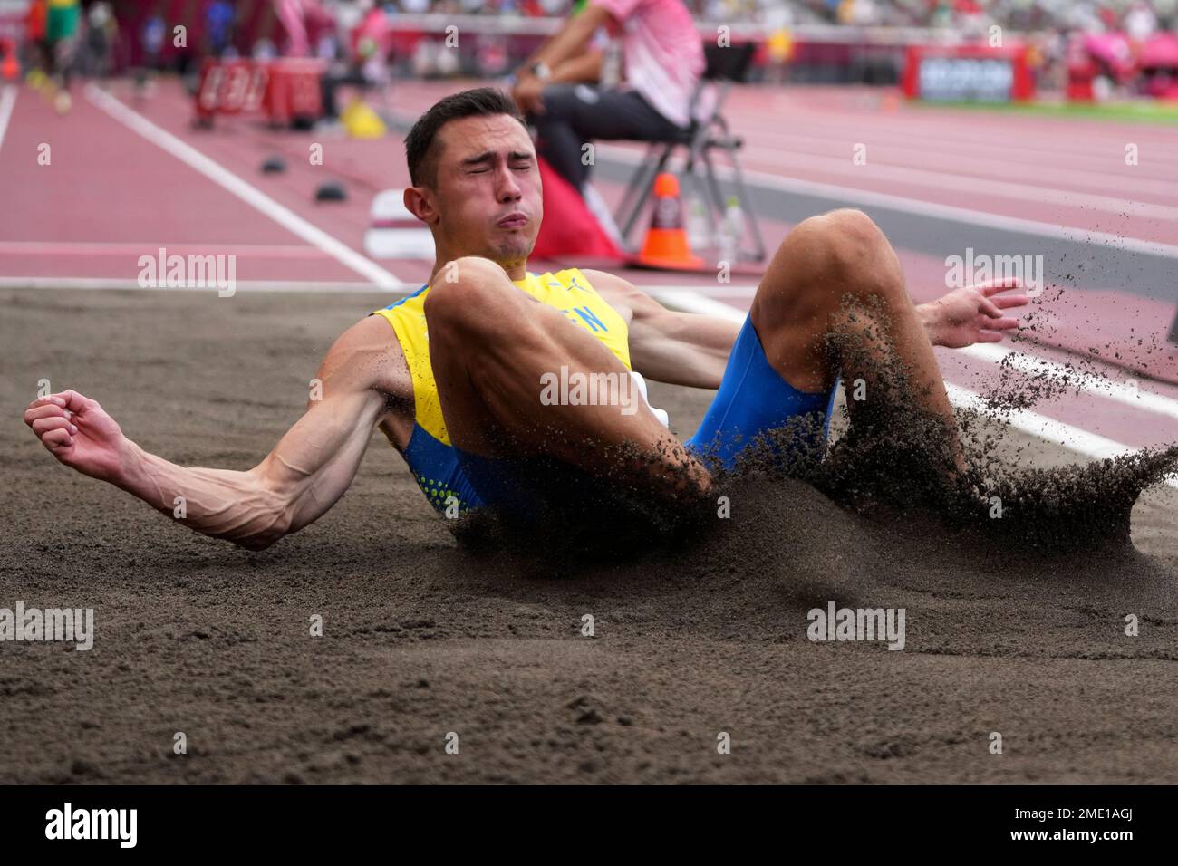 Thobias Montler, of Sweden, competes in men's long jump final at the ...