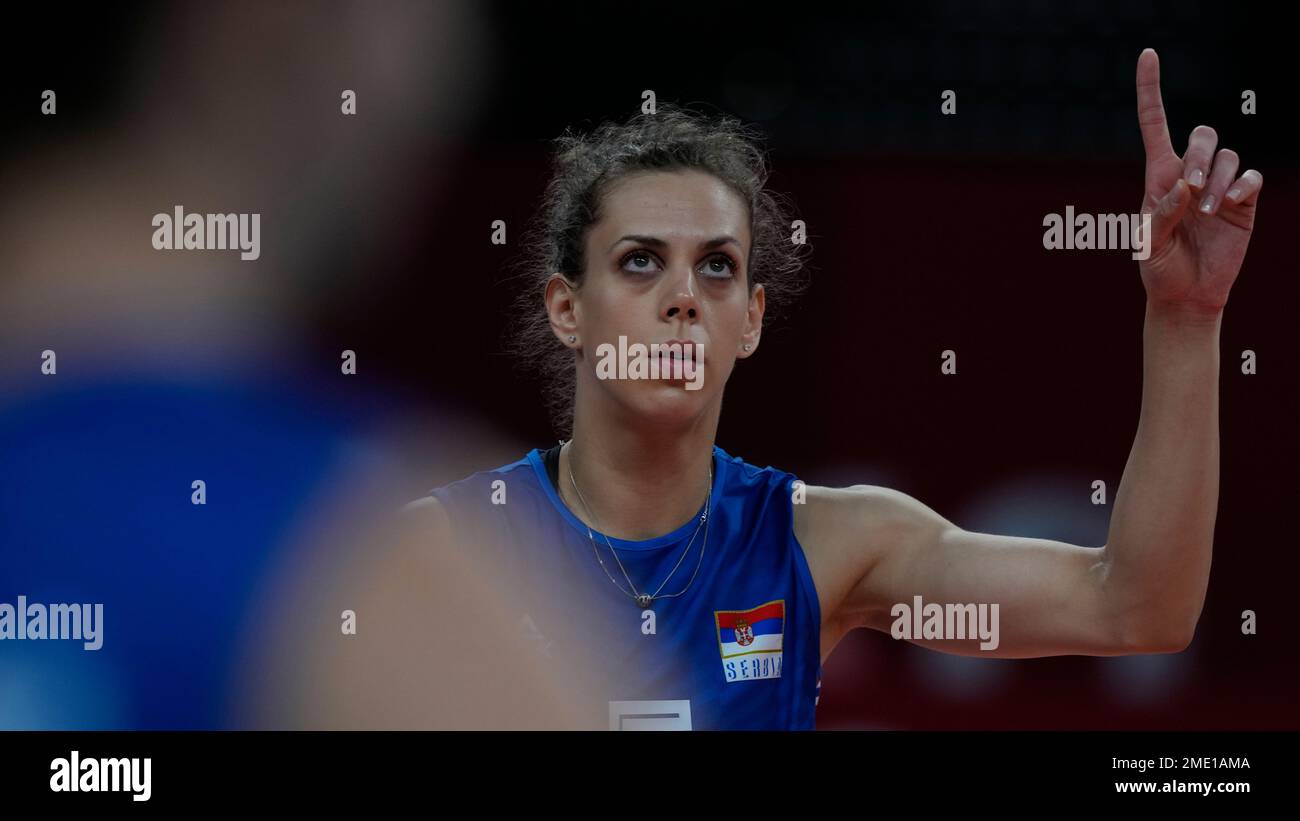 Serbia's Mina Popovic during the women's volleyball preliminary round ...