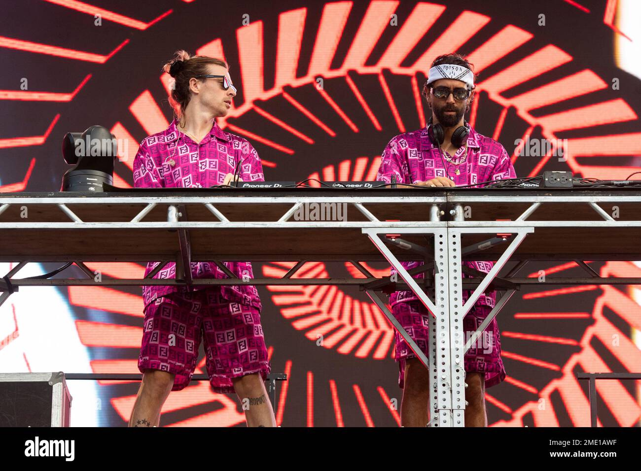 Nils Rondhuis, left, and Jim Taihuttu of Yellow Claw performs on day ...