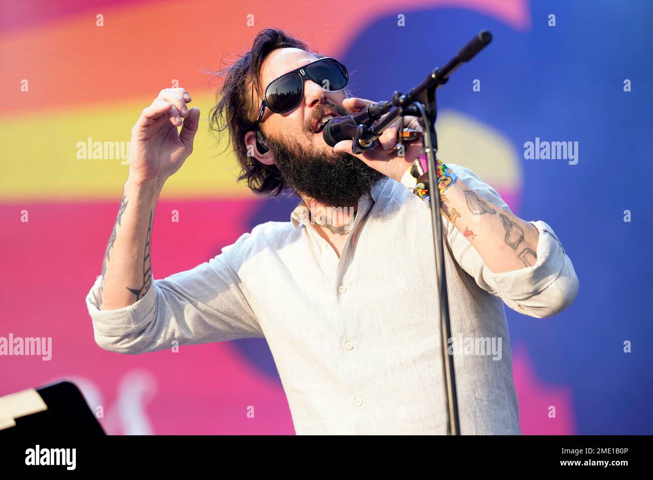 Ben Bridwell, of Band of Horses, performs on Day 4 of the Lollapalooza ...