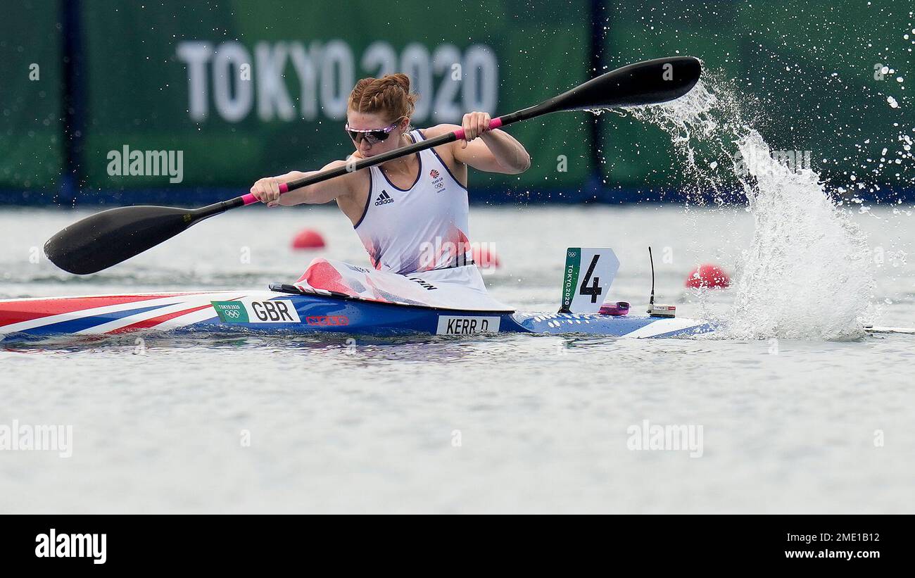 Deborah Kerr of Britain competes in the women's kayak single 200m heat ...