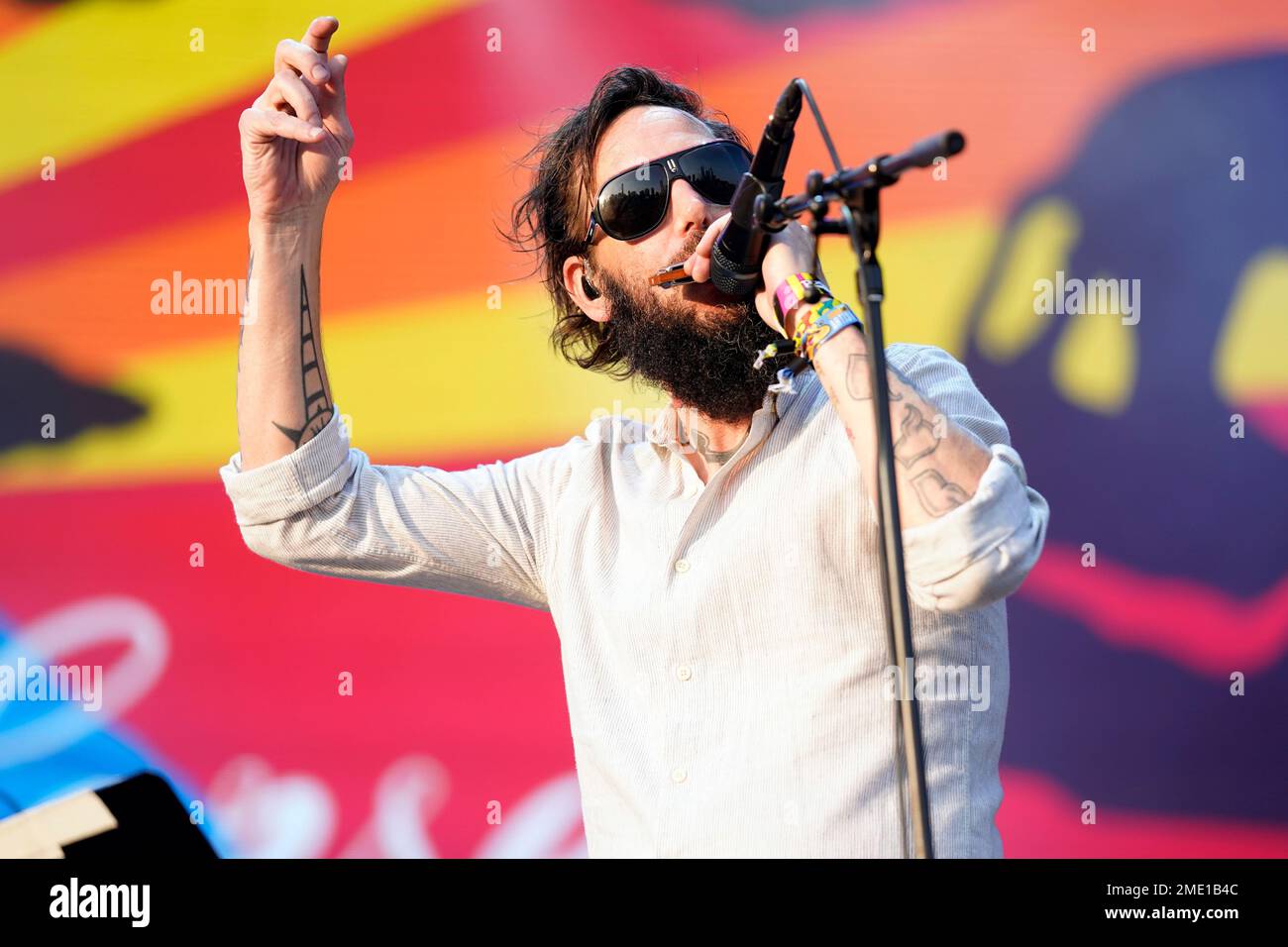 Ben Bridwell of Band of Horses performs on day four of the Lollapalooza ...